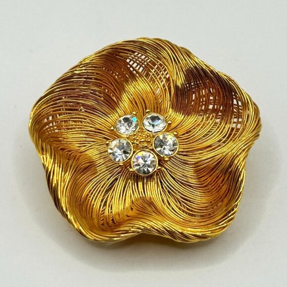 Monet | Jewelry | Vintage Monet Gold Plated Spun Wired Flower With ...